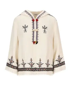 Isabel Marant Étoile Embroidered Fringed Hoodie - White