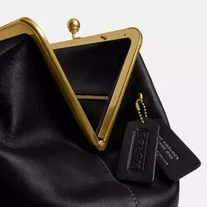 COACH Large Kisslock Frame Bag - Brass/black