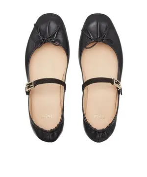 Fendi Leather Ballet Flats With Ff Motif Strap