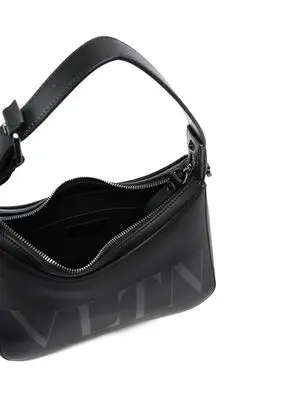 Valentino Garavani Vltn Logo Printed Zip-up Shoulder Bag