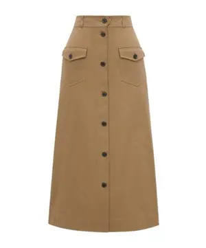 Saint Laurent Button Detailed A-line Skirt - Beige