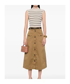 Saint Laurent Button Detailed A-line Skirt