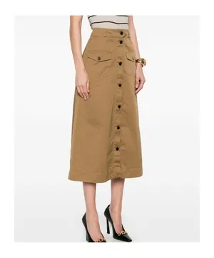 Saint Laurent Button Detailed A-line Skirt