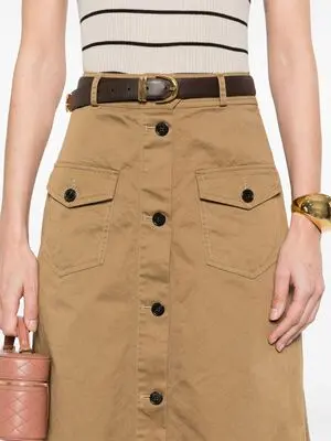 Saint Laurent Button Detailed A-line Skirt