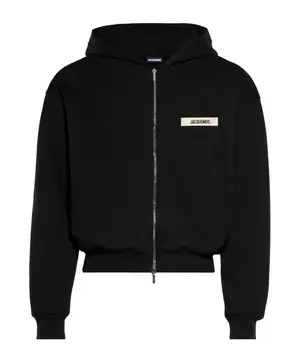 Jacquemus Logo Patch Zip-up Hoodie - Black