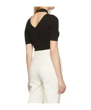 SYSTEM V-neck T-shirt With Cutout Shoulder