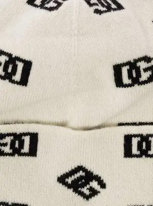 Dolce & Gabbana Dg Intarsia-knit Beanie - White