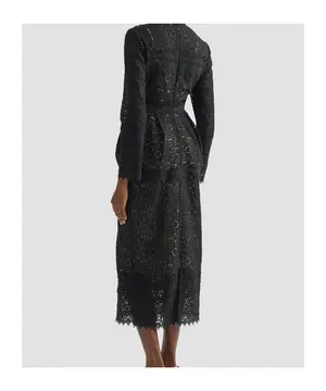 Erdem Long Sleeve Round Neck Midi Dress