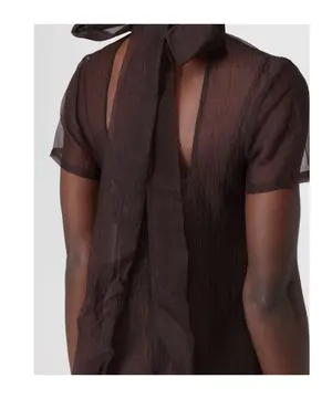 Staud Short Sleeve Sheer Maxi Dress With Ruffle Hem - Black