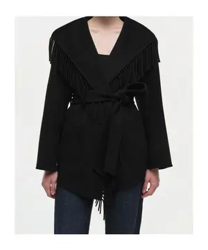 Simkhai Rowen Jacket With Tassels And Tie Detail - Black