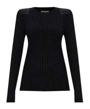 Helmut Lang Ribbed Crewneck Long Sleeve Top - Black