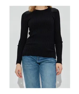 Helmut Lang Ribbed Crewneck Long Sleeve Top - Black