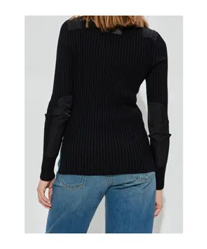 Helmut Lang Ribbed Crewneck Long Sleeve Top - Black