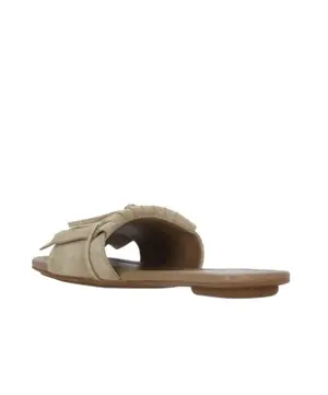 Hogan Square Toe Sandals With Tassel And Metal Logo Detail - Beige