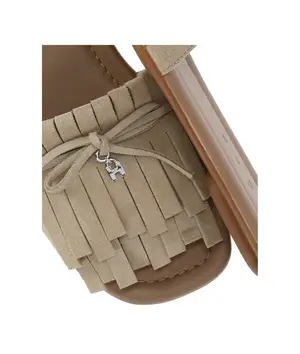 Hogan Square Toe Sandals With Tassel And Metal Logo Detail - Beige