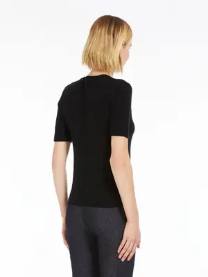 Max Mara Wool Round-neck Short Sleeve Sweater - Black