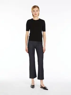 Max Mara Wool Round-neck Short Sleeve Sweater - Black