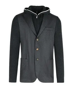 Eleventy Knit Insert Hooded Jacket