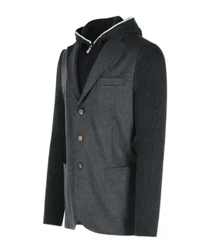 Eleventy Knit Insert Hooded Jacket