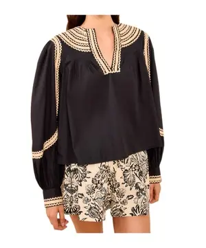 Ulla Johnson Laurenza Long Sleeve Top - Black