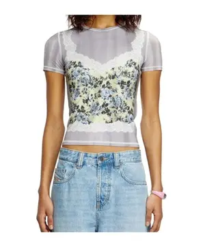 DIESEL® T-ileni Crewneck T-shirt - Light Gray