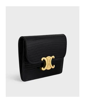 Celine Card Holder With Flap Triomphe In Lizard