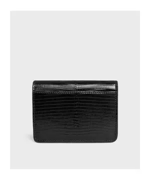 Celine Card Holder With Flap Triomphe In Lizard