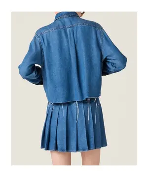 Miu Miu Low-rise Pleated Denim Skirt