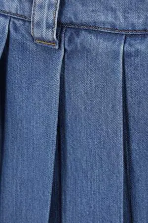 Miu Miu Low-rise Pleated Denim Skirt