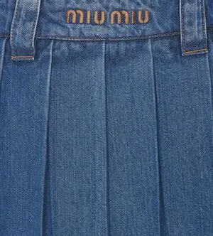 Miu Miu Low-rise Pleated Denim Skirt