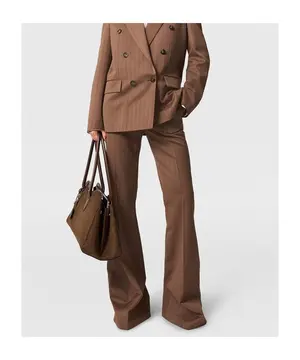 Stella McCartney Mid-rise Bootcut Trousers With Satin Pinstripe - Ocher