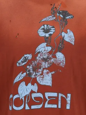 GOLDEN GOOSE Floral Print Distressed T-shirt - Red