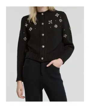 BARRIE Embellished Long Sleeve Button Cardigan