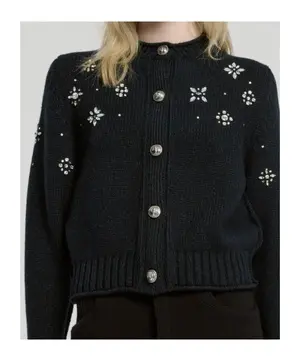 BARRIE Embellished Long Sleeve Button Cardigan