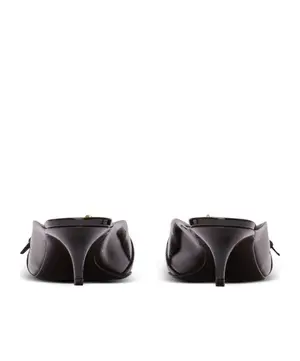Balmain Sync Patent Leather Mules With Pointed Toe And Chain Detail - Black