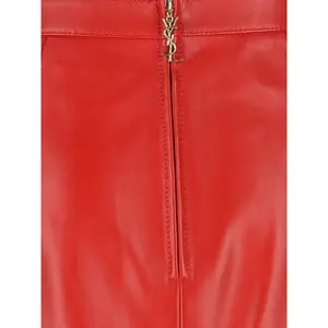 Saint Laurent Logo Plaque Back Slit Skirt