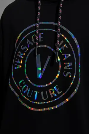 Versace Logo Print Hoodie - Black