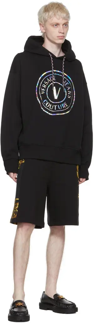 Versace Logo Print Hoodie - Black