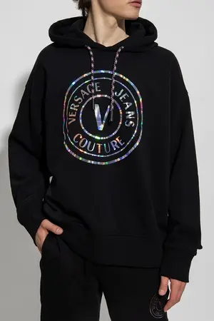 Versace Logo Print Hoodie - Black
