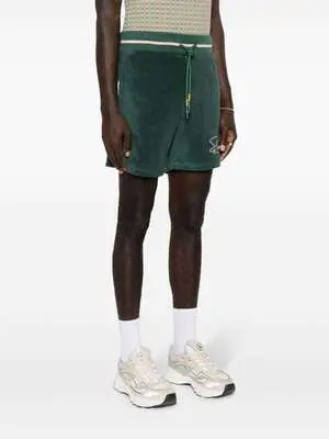 AUTRY Logo Embroidered Cotton-blend Track Shorts - Green