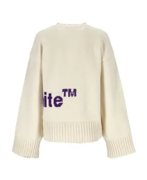 Off-White Intarsia Logo Knit Jumper - Nude