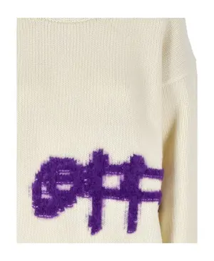 Off-White Intarsia Logo Knit Jumper - Nude