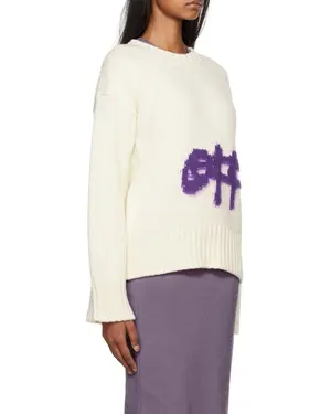 Off-White Intarsia Logo Knit Jumper - Nude