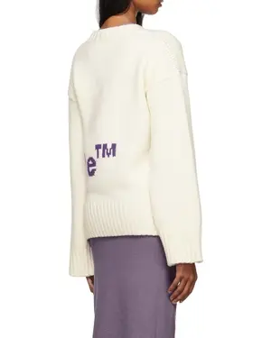 Off-White Intarsia Logo Knit Jumper - Nude