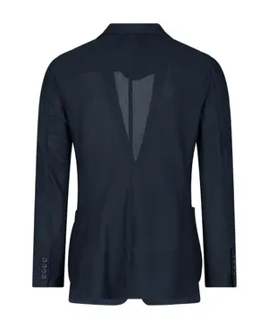 Giorgio Armani Honeycomb-knit Notch-lapel Blazer - Black
