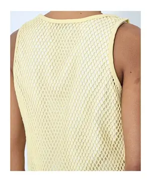 Prada Open-knit Tank Top With Triangle Logo - Beige