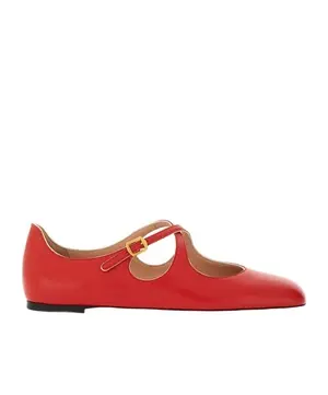 Bally Strapped Flat Square-toe Ballet Flats - Red