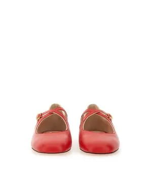 Bally Strapped Flat Square-toe Ballet Flats - Red