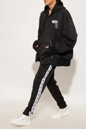 Moschino Long-sleeved Casual Jacket With Drawstring Hood And Logo Detail