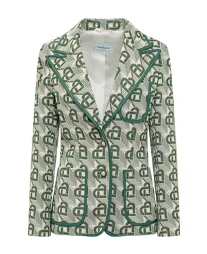 Casablanca Heart Monogram Jacquard Single-breasted Blazer